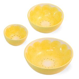 boston international ceramic nesting bowls, set of 3, lemon drop