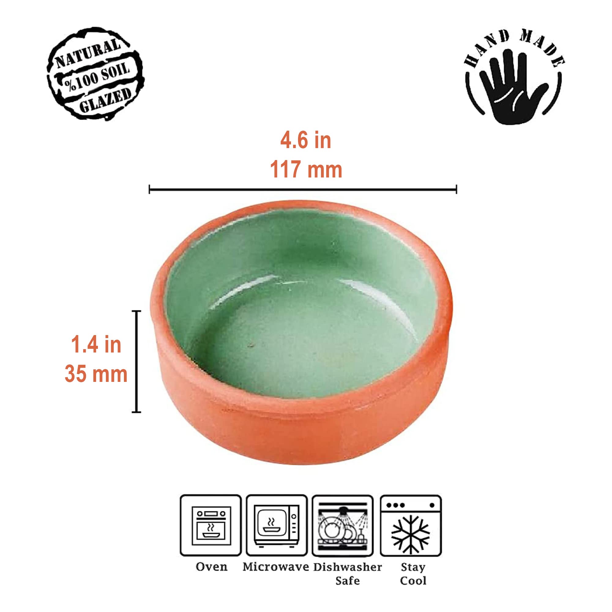 Handmade Cooking Clay Bowls Set of 6, Glazed Clay Pot for Cooking, Colorful Terracotta Pudding Bowls, Traditional Mexican Dishes, Ancient Terracotta Cookware, Cazuelas de Barro Mexicanas