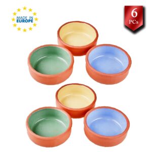 Handmade Cooking Clay Bowls Set of 6, Glazed Clay Pot for Cooking, Colorful Terracotta Pudding Bowls, Traditional Mexican Dishes, Ancient Terracotta Cookware, Cazuelas de Barro Mexicanas