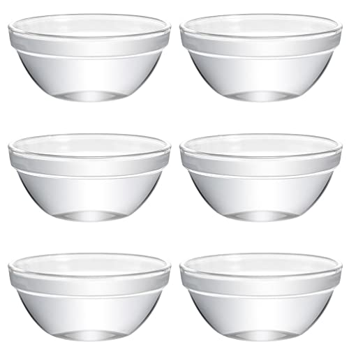 OSALADI Water Chestnut Bowls Versatile Glass Bowls 6Pcs Glass Custard Cups Small Glass Bowls Bakeware Clear Custard Cups Glass Pudding Bowls Ramekin Dishes for Home Restaurant Candy Dessert Bowls