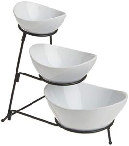 gibson elite gracious dining dinnerware, 3-tier oval bowl, white