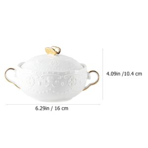 Zerodeko 1 Set of Ceramic Soup Bowls with Handles Porcelain Soup for French Onion Soup Cereal Beef Stew Chill Pasta Pot Pies Microwave