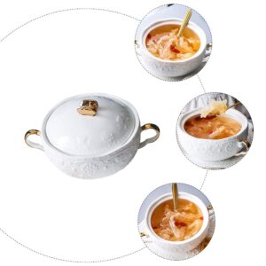 Zerodeko 1 Set of Ceramic Soup Bowls with Handles Porcelain Soup for French Onion Soup Cereal Beef Stew Chill Pasta Pot Pies Microwave