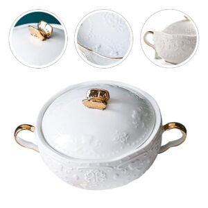 Zerodeko 1 Set of Ceramic Soup Bowls with Handles Porcelain Soup for French Onion Soup Cereal Beef Stew Chill Pasta Pot Pies Microwave