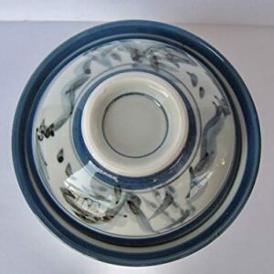 Japanese 6.1 Inches Diameter Porcelain Sansui Donburi Bowl Ramen Noodle Soup Rice Bowl with Lid Grey M51910 Made in Japan