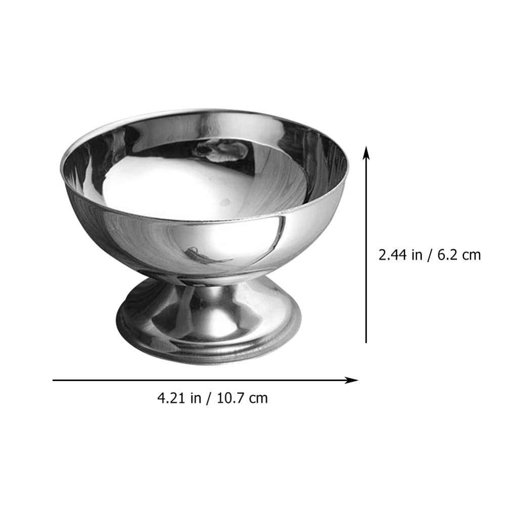 Cabilock Metal Salad Cup 2pcs Stainless Steel s Dessert Cups with Footed for Dessert Ice Cream Fruit Salad Snack Cocktail Condiment Ice Cream Bowl