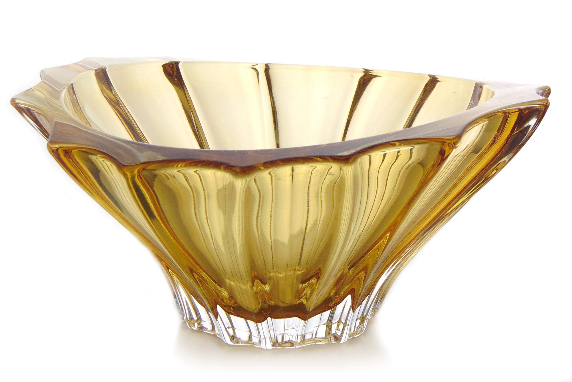 Bohemian Crystal AU52290, 8.8" Plantica Candy Bowl, Amber Bohemian Fruit Bowl, Ice Cream Bowl