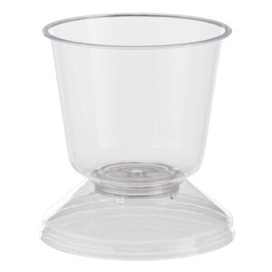 Exquisite Clear Plastic Mini Stemmed Mousse Dessert Cups, Disposable Hard Plastic Tasting Cup With Lid ~ 5 oz ~ (60 Count)