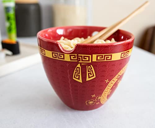 Boom Trendz Year Of The Rat Chinese Zodiac Ceramic Dinnerware Set | Includes 16-Ounce Ramen Noodle Bowl and Wooden Chopsticks Asian Food Dish For Home & Kitchen Kawaii Lunar New Gifts Red One Size