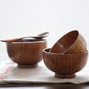 Set of 5 Japanese Style Solid Wood Bowl Children Kids Baby Serving Tableware for Salad Rice Miso Soup Fruits Decorative Display gifts