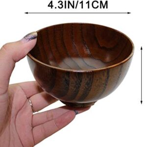 Set of 5 Japanese Style Solid Wood Bowl Children Kids Baby Serving Tableware for Salad Rice Miso Soup Fruits Decorative Display gifts