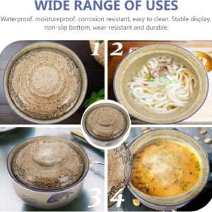 OIDESA Big Ramen Bowl Japanese Noodle Bowls with Lid Large Ceramic Bowl with Lid and for Soup Rice Noodle and Porridge Microwave Oven Safety 6. 5inch