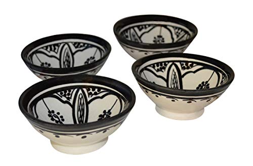 Ceramic Bowls Moroccan Handmade Serving Set of 4 Small Exquisite Pieces With Vivid Colors