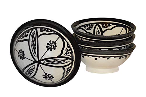 Ceramic Bowls Moroccan Handmade Serving Set of 4 Small Exquisite Pieces With Vivid Colors