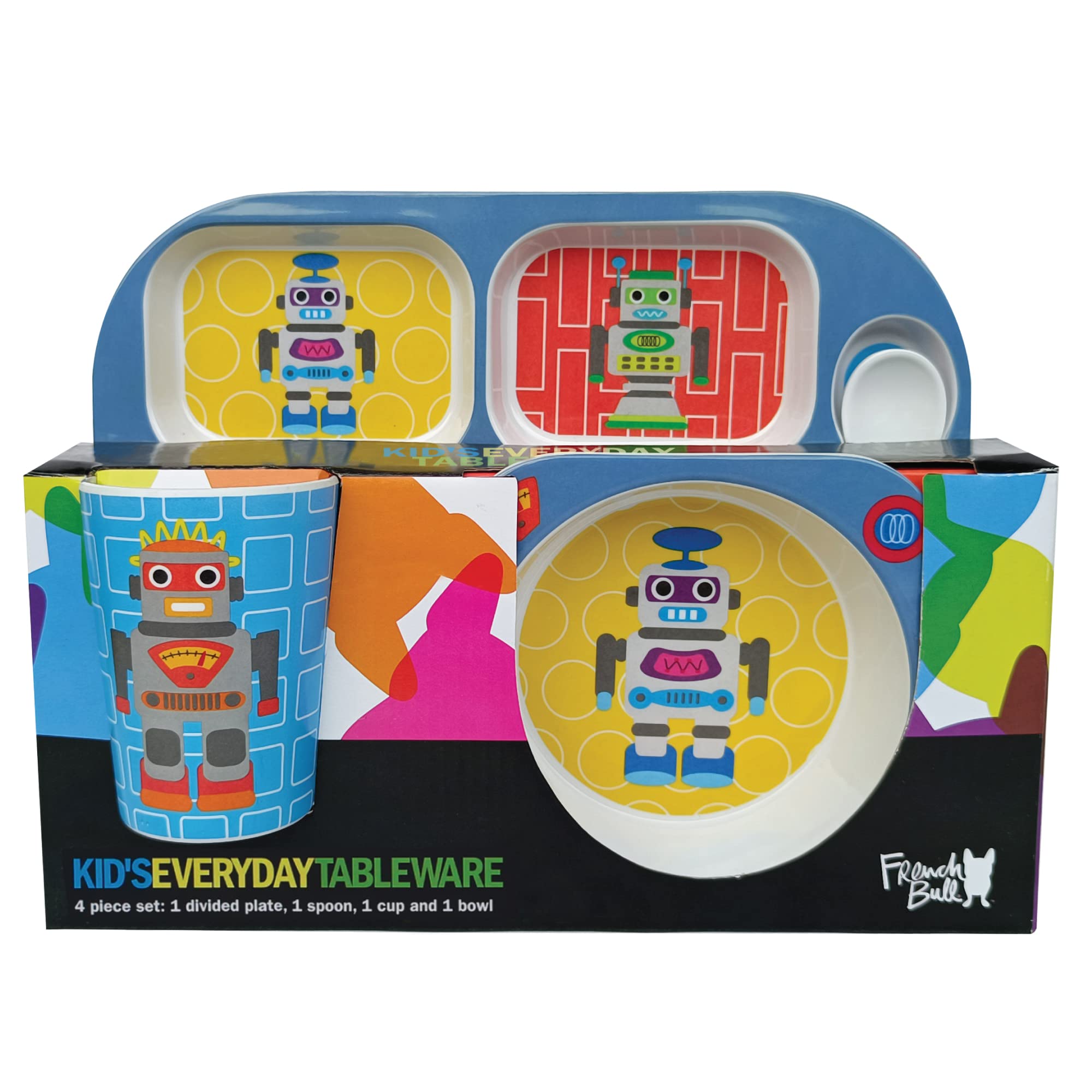 French Bull 4pc Kids Everyday Set - Robots, 11.77" x 2.87" x 8.54"