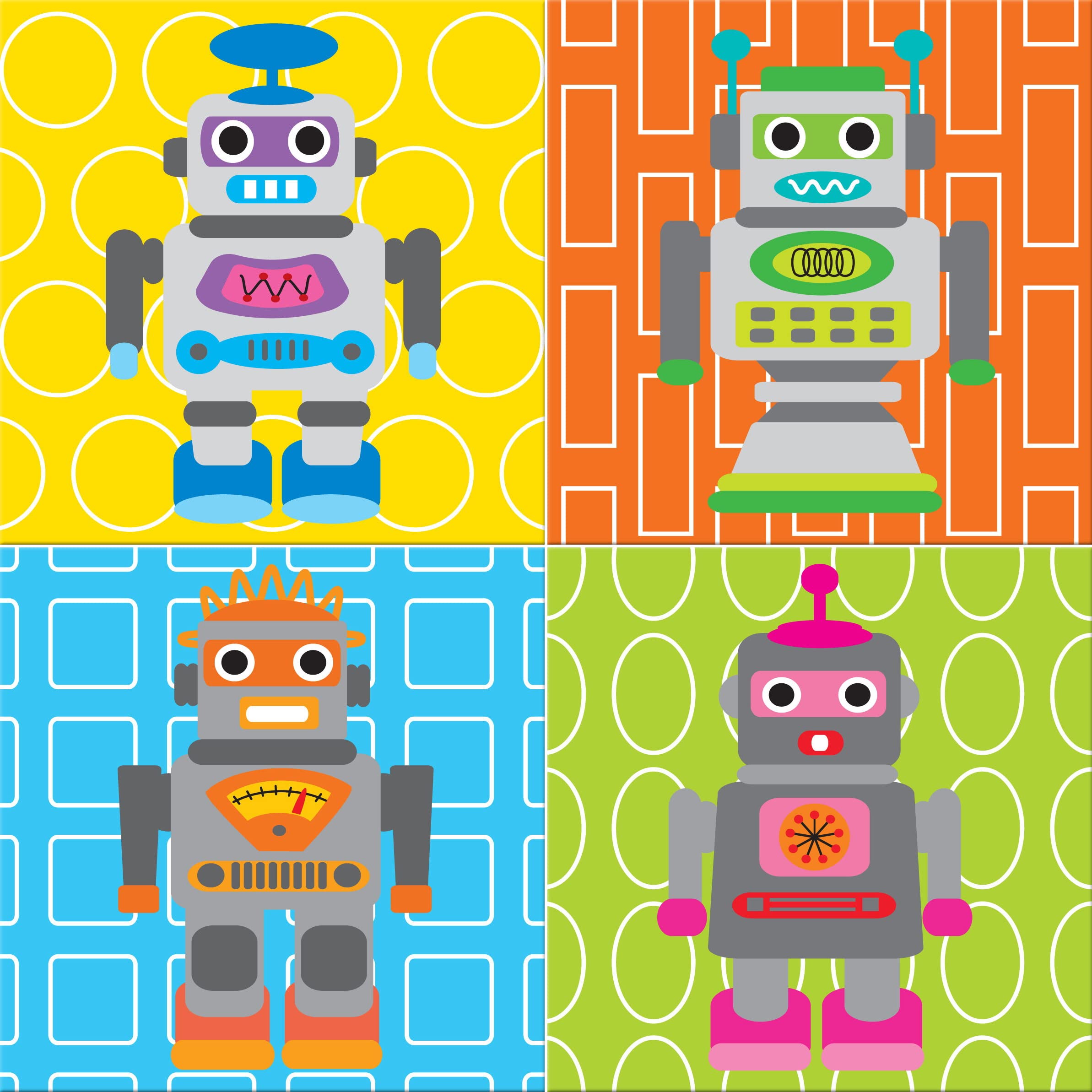 French Bull 4pc Kids Everyday Set - Robots, 11.77" x 2.87" x 8.54"