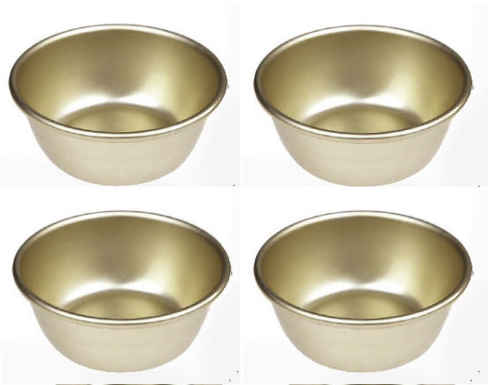 Set of 4 Nickel Silver Plated Aluminum Traditional Bowls for Korean Raw Rice Wine Ramen Noodles