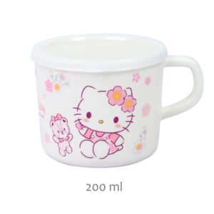 Hello Kitty Bear Sakura Cute Pink Dinnerware Flatware Meal Set – Plate Bowl Cup Spoon, 4 pieces