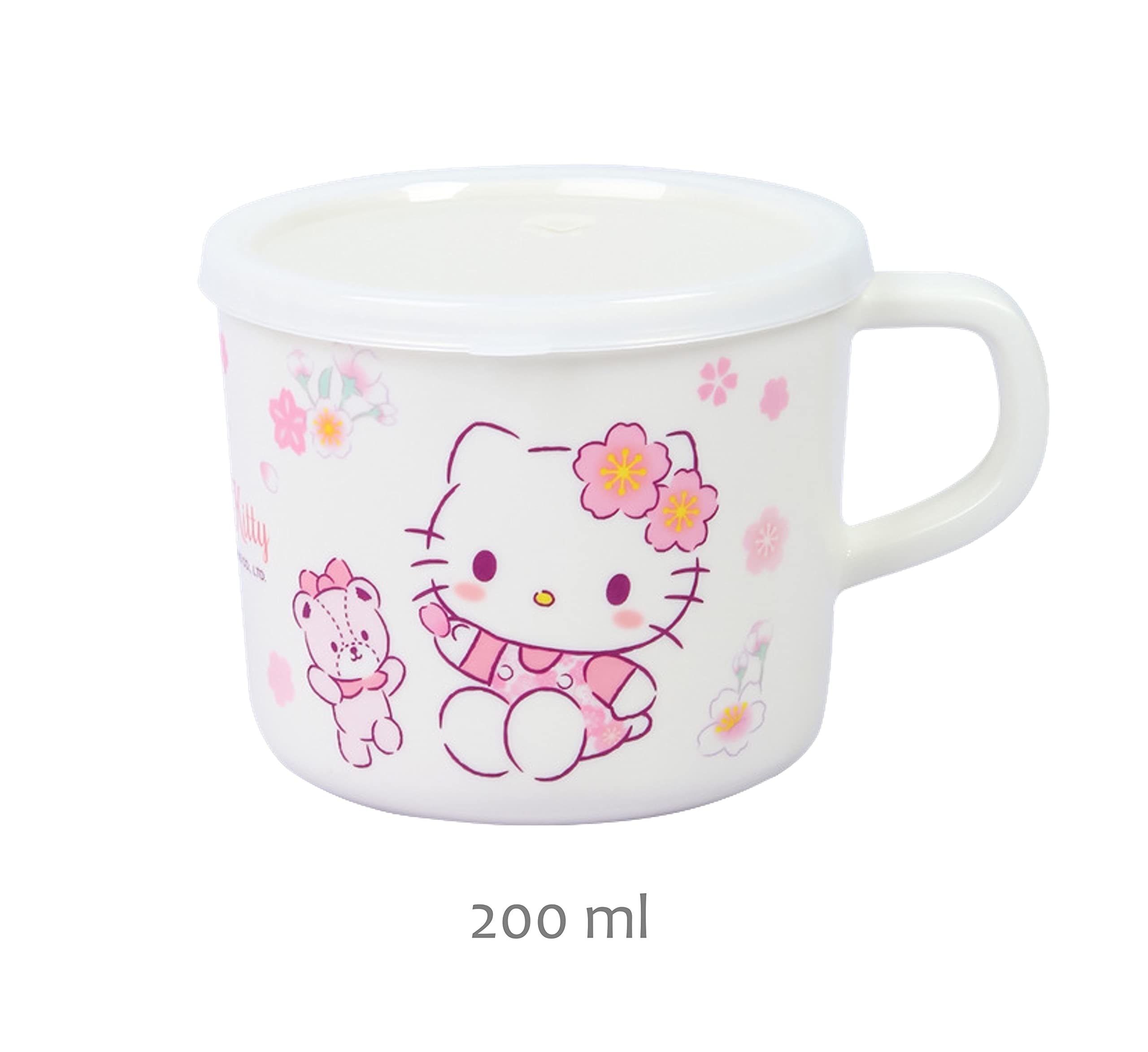 Hello Kitty Bear Sakura Cute Pink Dinnerware Flatware Meal Set – Plate Bowl Cup Spoon, 4 pieces