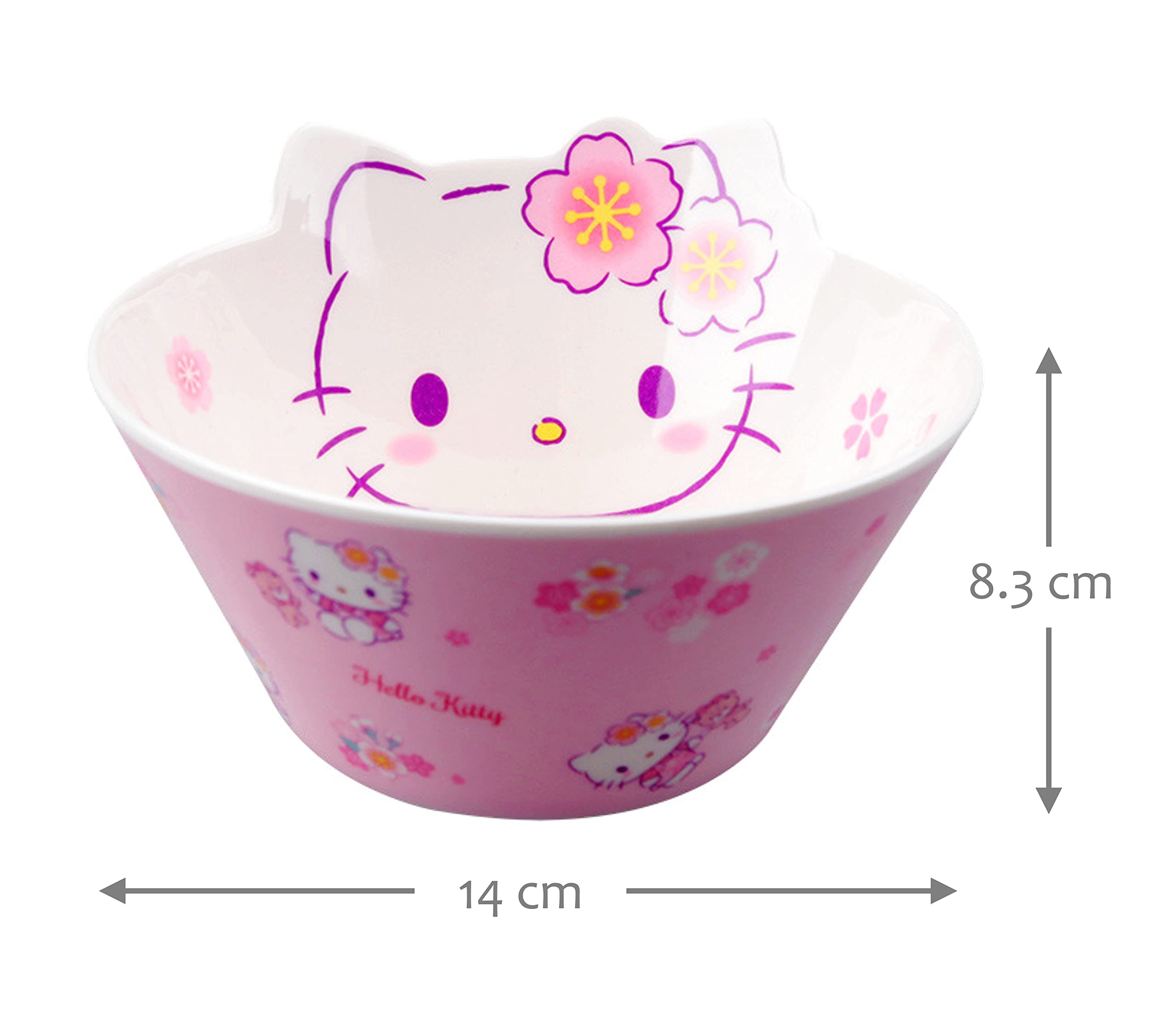 Hello Kitty Bear Sakura Cute Pink Dinnerware Flatware Meal Set – Plate Bowl Cup Spoon, 4 pieces