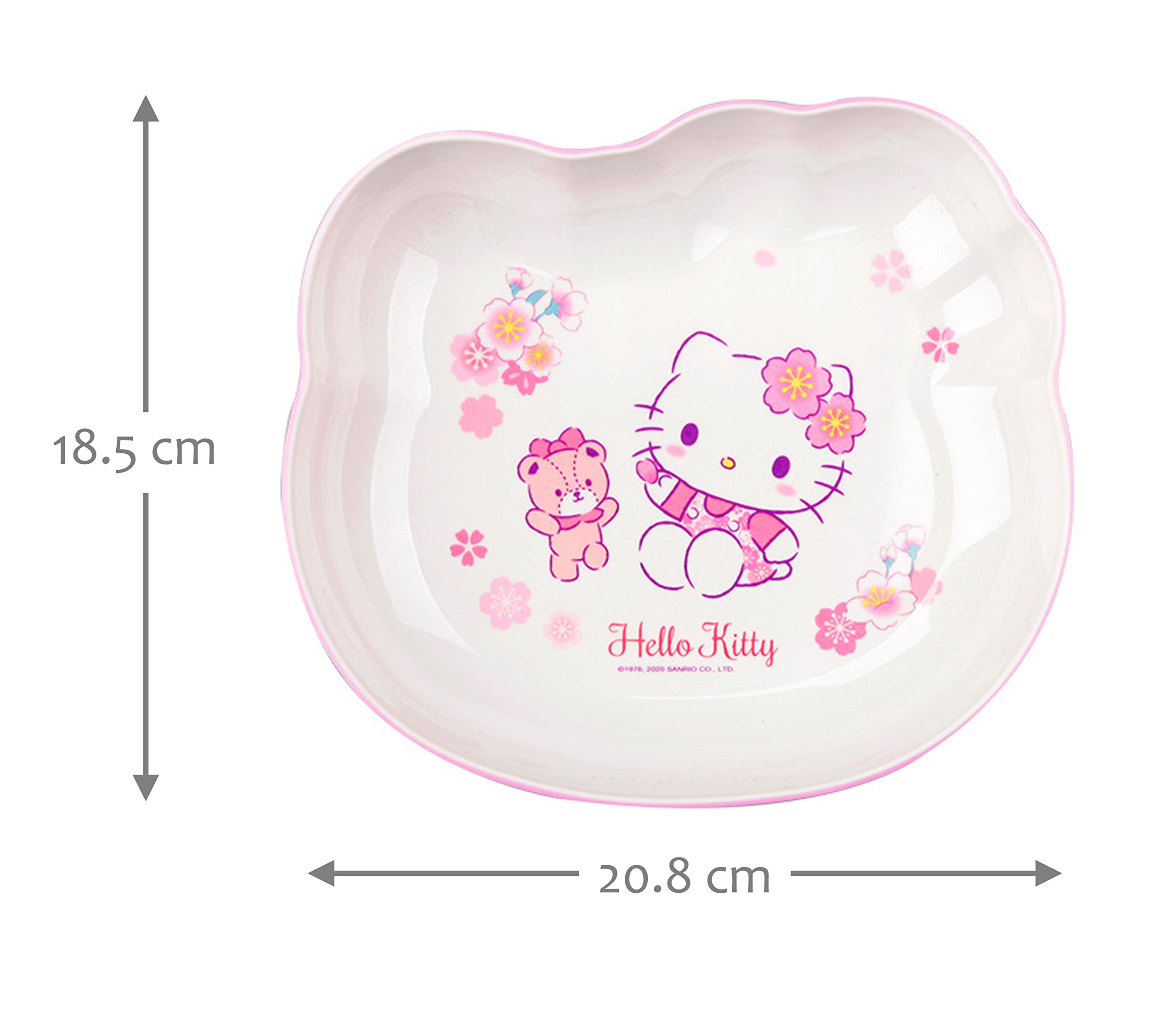 Hello Kitty Bear Sakura Cute Pink Dinnerware Flatware Meal Set – Plate Bowl Cup Spoon, 4 pieces