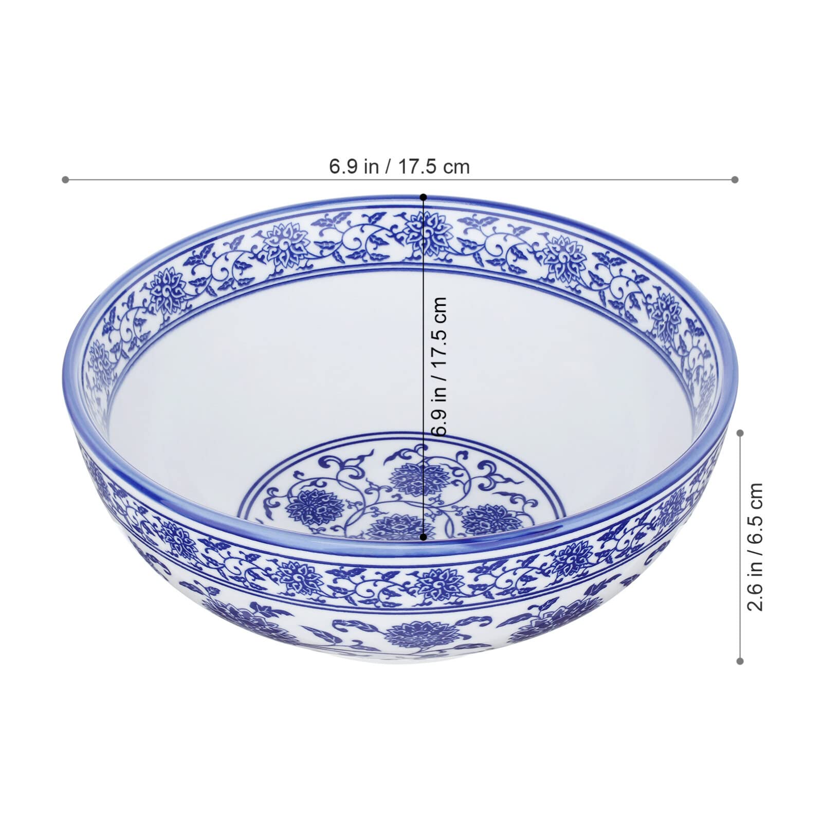 Luxshiny Ceramic Bowl Ceramic Soup Bowl Blue And White Porcelain Bowl Ceramic Ramen Bowl Snack Bowl Serving Bowl for Home Kitchen Noodle Soup Salad Pasta (7inch)