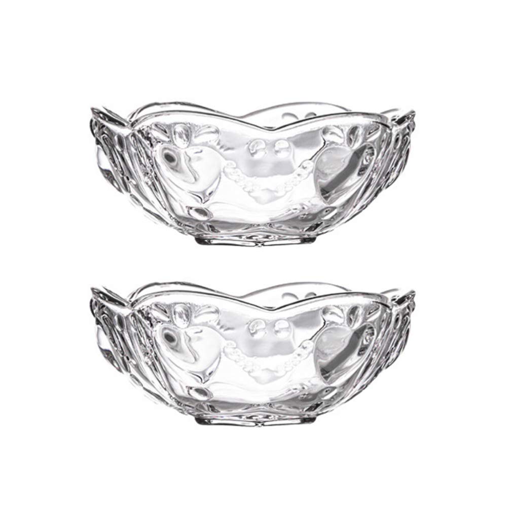 DOITOOL 2pcs Japanese Embossed Glass Bowl Glass Trifle Bowl Bar Dish Bowls Sundae Glasses Side Dishes Bowls Glass Dessert Plates Transparent Glasses Serving Dish Ice Cream Cup Snack