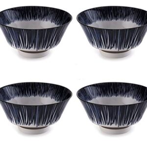 Hinomaru Collection Authentic Japanese Minoyaki Porcelain Handpainted Rice Bowl Tayo Multi Purpose Bowls Set 7.09 fl oz 5 inch W Set of 4 Rice Bowls Set (Tokusa)