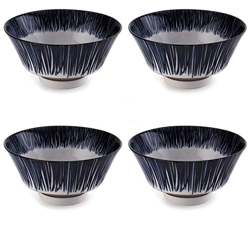 Hinomaru Collection Authentic Japanese Minoyaki Porcelain Handpainted Rice Bowl Tayo Multi Purpose Bowls Set 7.09 fl oz 5 inch W Set of 4 Rice Bowls Set (Tokusa)