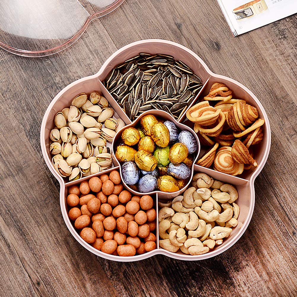 AYily Snack Storage Box, Flower Shape Snack Serving Tray, Snacks Storage Box With Lid, Food Fruit Storage Box, Nut Candy Dried Fruit Container