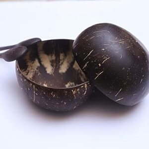 Natural Coconut Bowls and Coconut Spoons (Set of 2 Bowls and 2 Spoons) - 100% Natural Serving Bowls - Vegan - Organic - Hand Made - Eco Friendly - Made from Reclaimed Coconut Shells - by Coco Co.