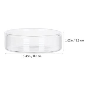 OSALADI Mini Glass Bowls Prep Serving Candy Dishes Cake Plate Ice Cream Cup Reptile Feeding Dish Tray for Kitchen Dessert Dips Sauces Condiments, Transparent, 8.8X8.8X2.6CM, UFU5211T25E17V