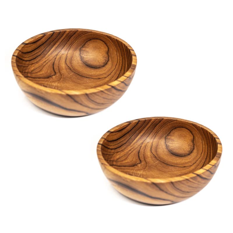 Rainforest Bowls Set of 2 Jumbo Classic Javanese Teak Wood Bowls- 8" Diameter- Perfect for Everyday Use, Hot & Cold Friendly, Ultra-Durable- Handcrafted by Indonesian Artisans, Every Bowl Is Unique