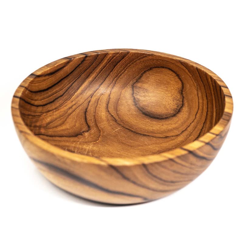 Rainforest Bowls Set of 2 Jumbo Classic Javanese Teak Wood Bowls- 8" Diameter- Perfect for Everyday Use, Hot & Cold Friendly, Ultra-Durable- Handcrafted by Indonesian Artisans, Every Bowl Is Unique