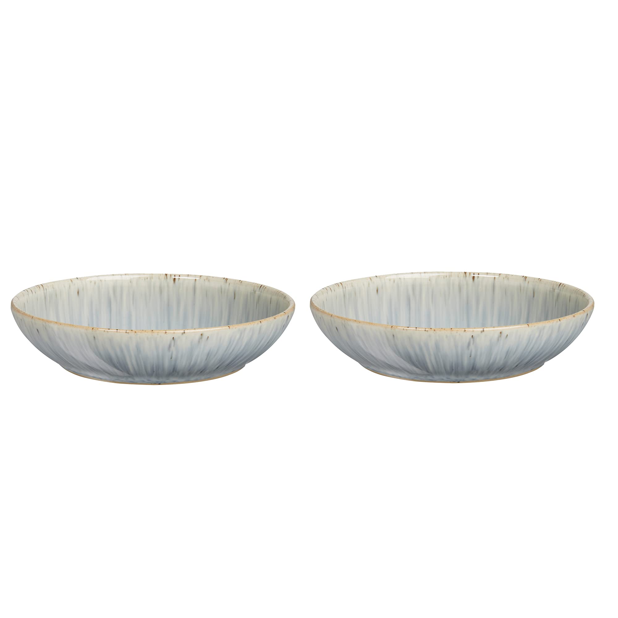 Denby - Halo Speckle Pasta Bowls Set of 2 - Grey, Neutral Patterned Dishwasher Microwave Safe Crockery 1050ml - Glazed Ceramic Stoneware Tableware - Chip & Crack Resistant