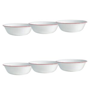 corelle livingware 6-piece ruby red bowls set, 18-ounce, white