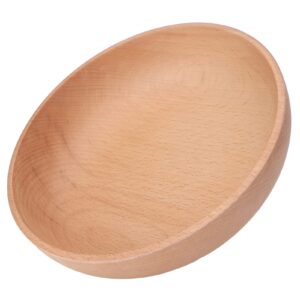 Salad Wooden Bowl, Round Household Beech Wooden Bowl Wooden Bowl for Salad Dipping Sauce Pasta Cereal(L)