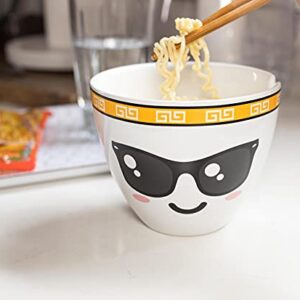 Toynk Bowl Bop Pho Sho Japanese Ceramic Dinnerware Set | Includes 16-Ounce Ramen Noodle Bowl and Wooden Chopsticks | Asian Food Dish Set For Home & Kitchen | Kawaii Anime Gifts, Snack Collectible