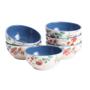 bico summer provence dessert bowls set of 6, ceramic, 12oz, for ice cream, salad, cereal, dipping sauce, microwave & dishwasher safe