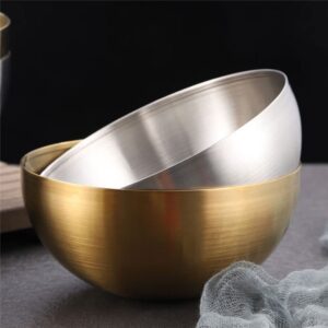 MinLia Large Capacity Stainless Steel Salad Bowls Cooking Tools Tableware Food Container Soup Rice Noodle Ramen Bowl(20cm,Gold)