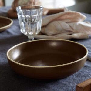 Casafina Ceramic Stoneware Soup & Pasta Bowl - Monterosa Collection, Chocolate-Latte | Microwave & Dishwasher Safe Dinnerware | Food Safe Glazing | Restaurant Quality Tableware