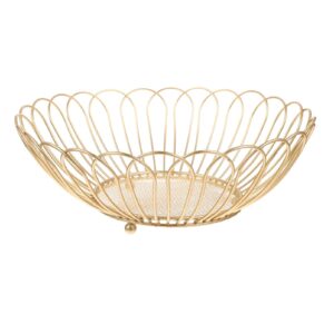 zerodeko round wire basket metal fruit bowl decorative bowl modern centerpiece bowl countertop fruit holder serving tray for kitchen counter bread snacks candy vegetable golden fruit bowl