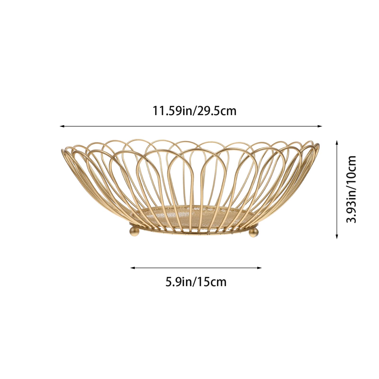 Zerodeko Round Wire Basket Metal Fruit Bowl Decorative Bowl Modern Centerpiece Bowl Countertop Fruit Holder Serving Tray for Kitchen Counter Bread Snacks Candy Vegetable Golden Fruit Bowl