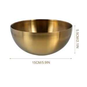 Cabilock Stainless Steel Noodles Bowl Golden Thickened Thermal Insulation Salad Dessert Bowl Kitchen Serving Bowl for Cereal, Soup, Ice Cream, Rice, Noodles, Salad, Snacks (5.9x2.1 inch)