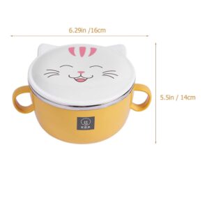 Stainless Steel Instant Noodle Bowl With Lid And Spoon Cartoon Bowl Multifunctional Soup Bowls Dinner Bowls for Home School