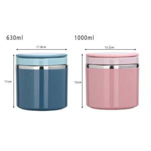 EliteZ Soup Bowls, Soup Containers with Lids, Portable Stainless Steel Breakfast Cup Soup Bowl Thermal Storage Container Sealed Bento Box with Handle (Blue 1000 ml)