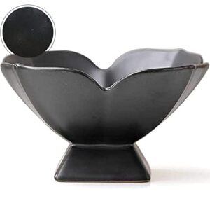 kelendle ceramic footed fruit bowl pedestal bowl home decorative dessert serving stand snacks tray display holder for kitchen counter centerpiece table decor(black)