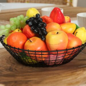 Wire Metal Black Fruit Bowl for Table Centerpiece, Modern Stylish Decorative Fruit Bowl for Kitchen Counter, Fruit Basket Perfect for Dining Table, Kitchen, Easter Decoration - 1 Pack - 13 Inch