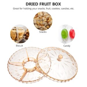 YARDWE Snack Tray with Lid Plastic Candy Box Nut Holder Round Dried Fruit Box Tray European Style Appetizer Tray with Cover Dry Food Storage Organizer Dish Platter 30cm