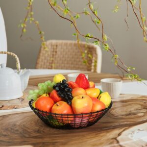 Wire Metal Black Fruit Bowl for Table Centerpiece, Modern Stylish Decorative Fruit Bowl for Kitchen Counter, Fruit Basket Perfect for Dining Table, Kitchen, Easter Decoration - 1 Pack - 13 Inch